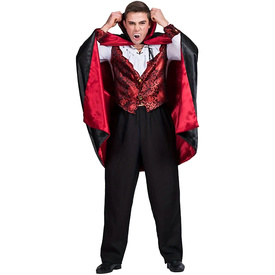 Scary Vampire Halloween Costume for Men | Long Gothic Cape Outfit ...